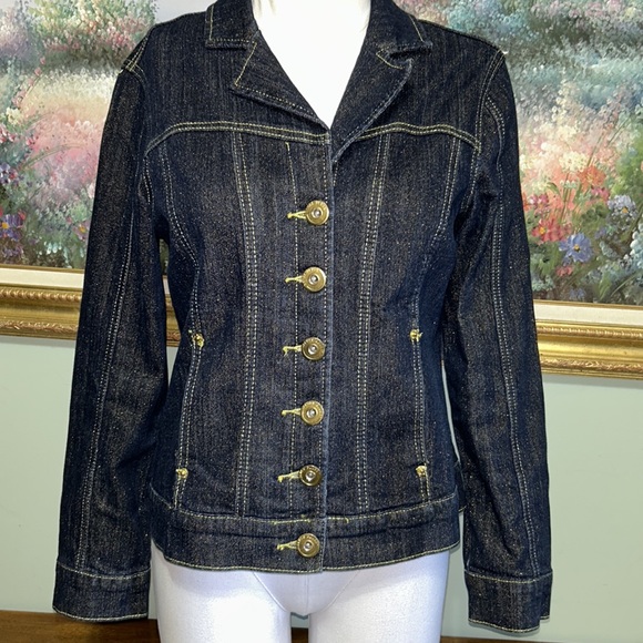 Baccini | Jackets & Coats | Baccini Dark Blue Gold Metallic Denim ...